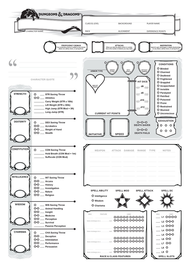 Character sheet design - Matty P